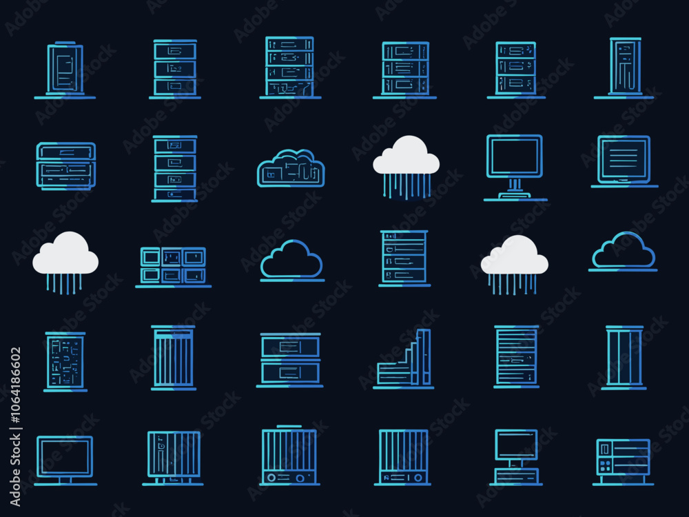 IT architecture icon collection set. Containing system, network ...