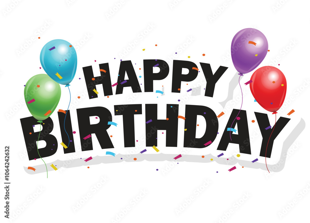 Happy birthday vector transparent background. happy birthday text with ...