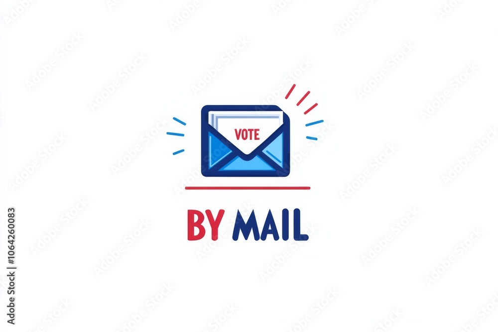 logo, minimalist style shape with text " VOTE BY MAIL " and features an ...