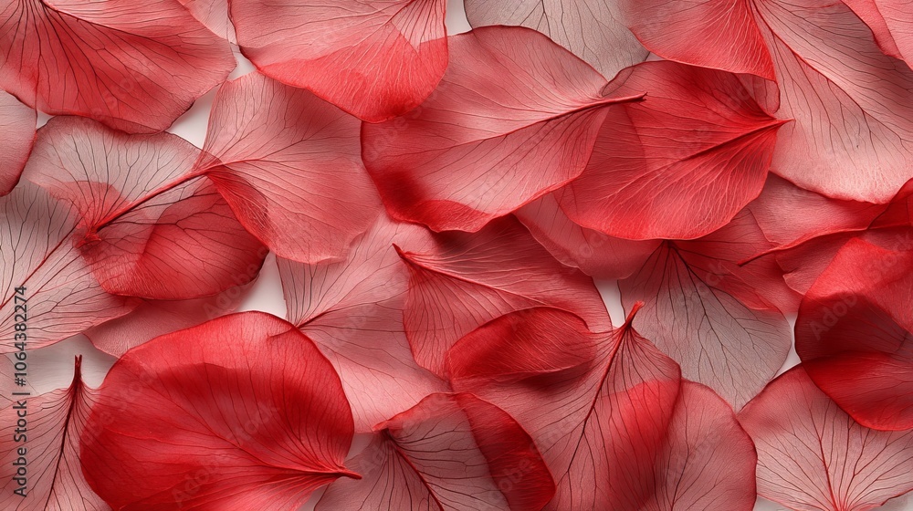 elegant monochrome red nature pattern with transparent leaf veins and ...