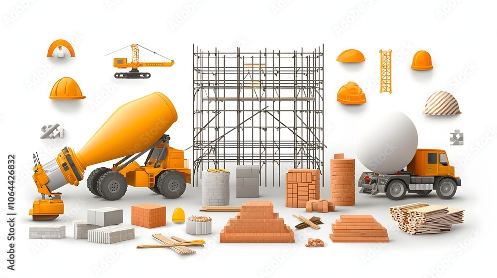 Collection of Construction Icon Symbols Featuring Scaffolding Bricks ...