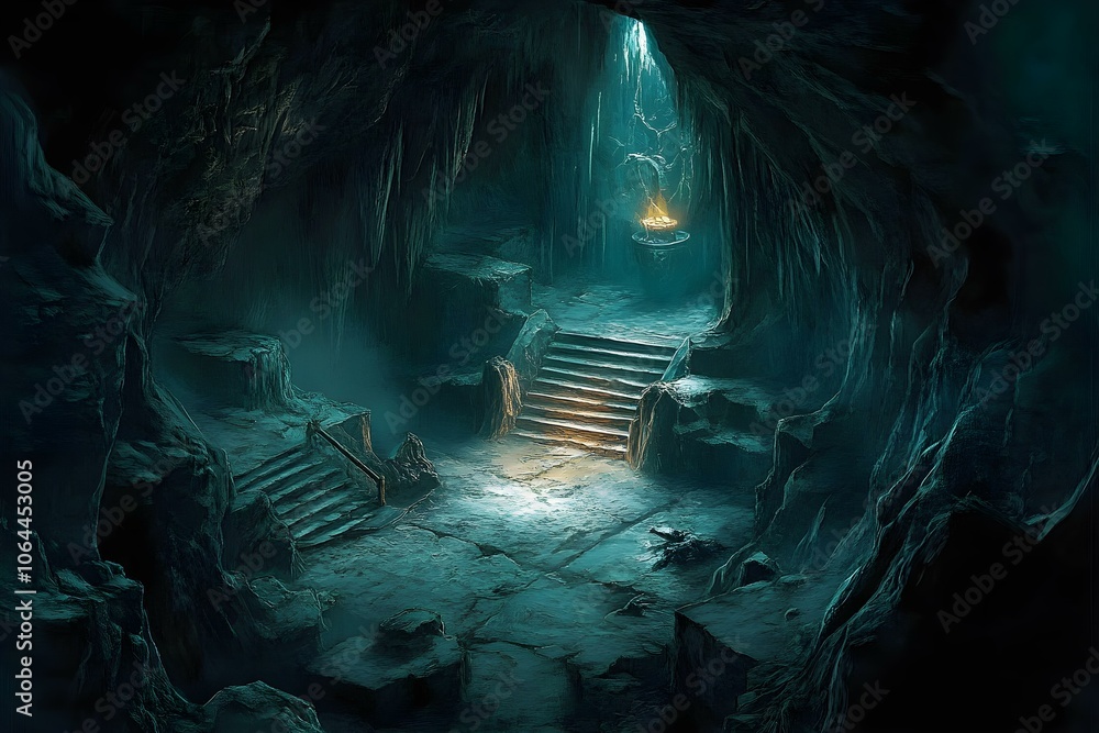 DnD Battlemap of a Cavern with Shadow Beast in Eerie Underground Stock ...