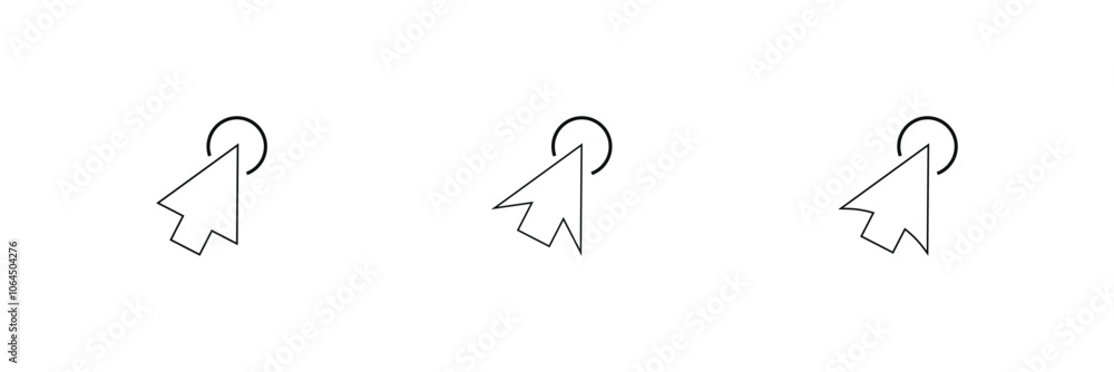 Computer mouse click cursor gray arrow icons set and loading icons ...