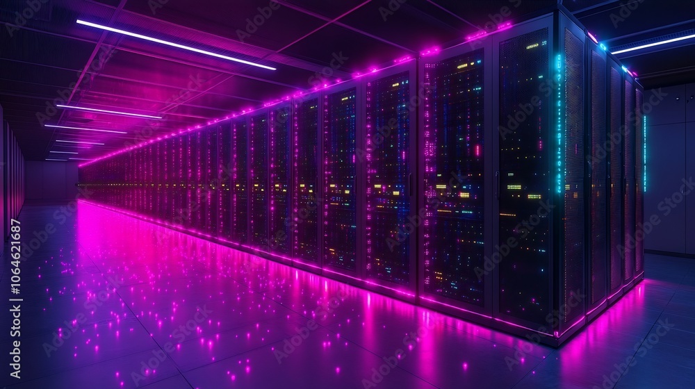 Server rack illuminated digital security locks and data transfer ...