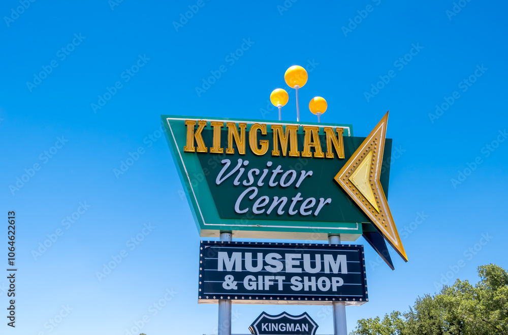 Historic Route 66 Kingman visitor center and museum sign in Kingman ...