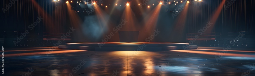 Circus stage podium background 3D carnival light red show curtain ...