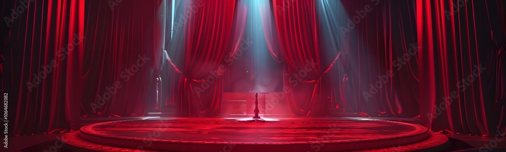 Circus stage podium background 3D carnival light red show curtain ...
