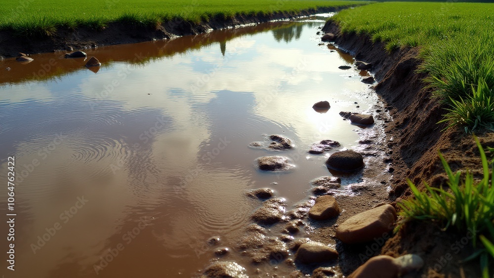 Mud puddle visuals of a puddle with earthy textures and reflections ...