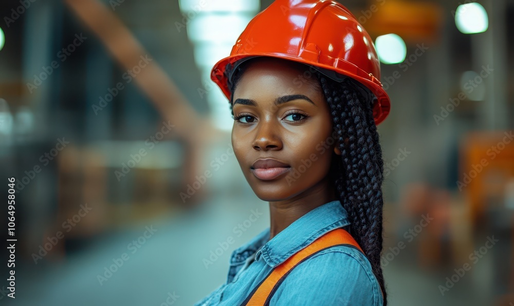 Young mixed race black african american female construction builder ...