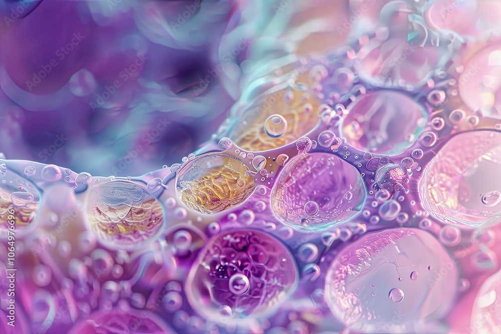 Colorful microscope shot of spermatogenesis stages, cellular details ...