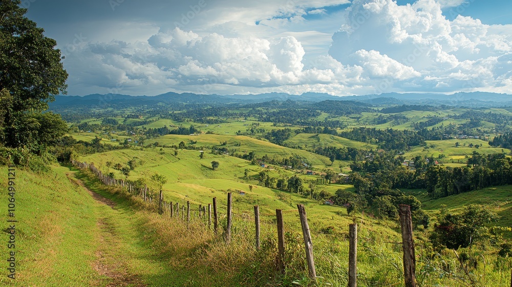 A Dividing Line: A Panoramic View of a Fortified Border Fence.Concepts ...