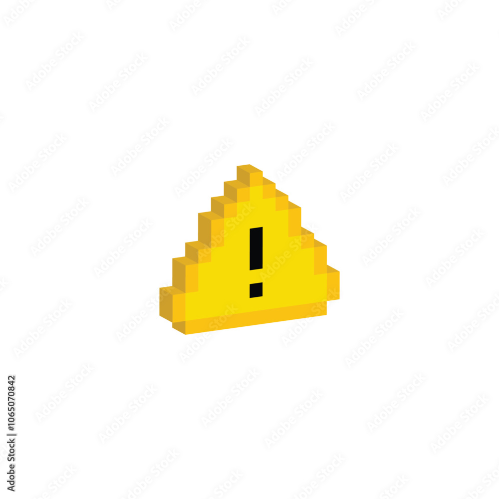 isometric warning 8 bit icon danger Pixel art 8-bit for game Stock ...