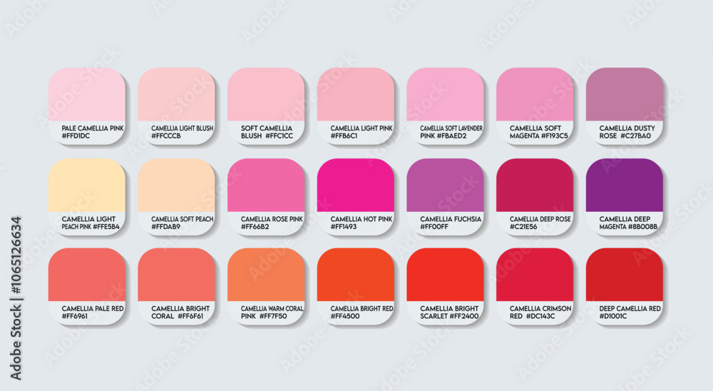 Camellia Flower Color Palette, Camellia Flower Colors Guide Palette ...