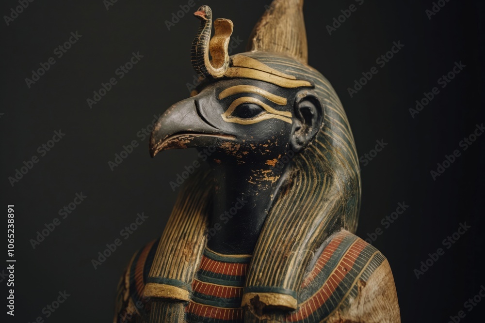 Painted wooden statue of Thoth the Egyptian god of knowledge, wisdom ...