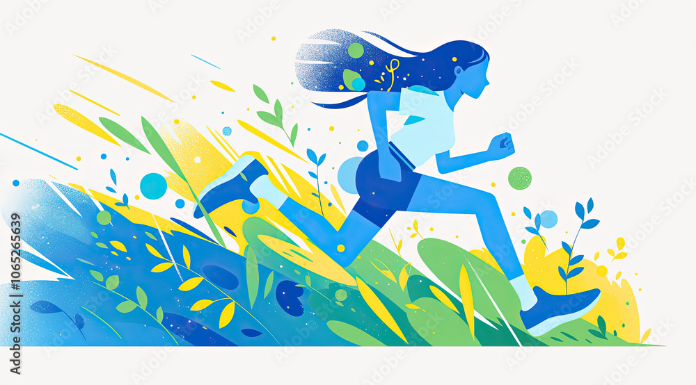 Girl Running Laps on a Soccer Field in the Sunshine Stock Illustration ...