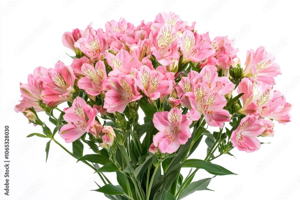 Delicate pink alstroemeria flowers, recognized as inca lilies, arranged ...