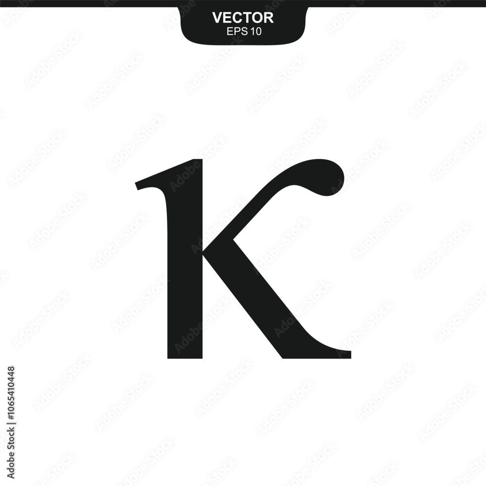 Kappa lowercase symbol, third letter of the Greek alphabet, value of ...