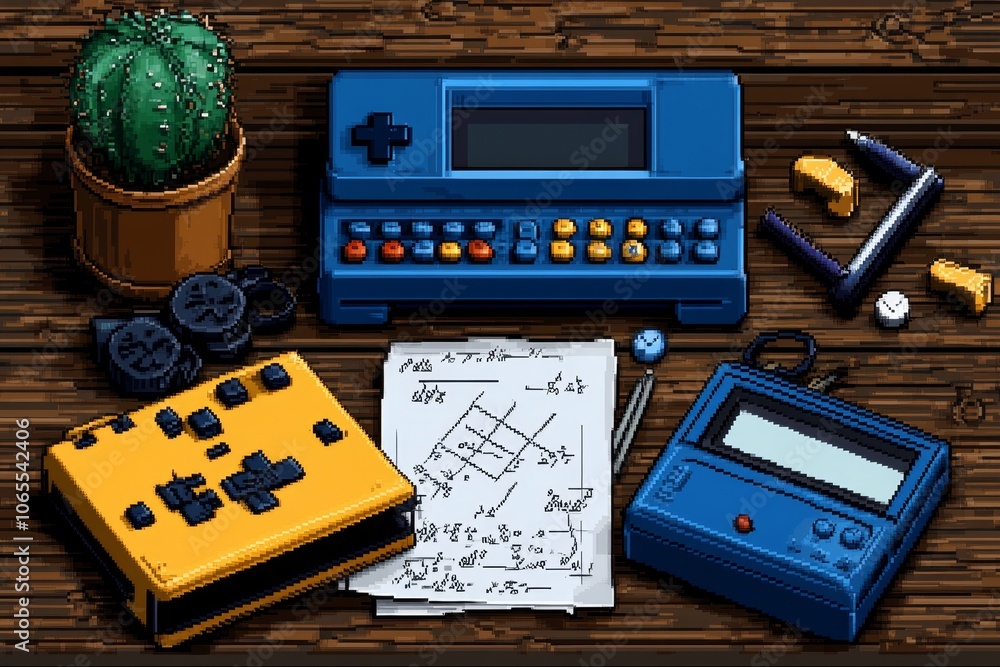 Pixel art of a math equation being factorized, with each step appearing ...