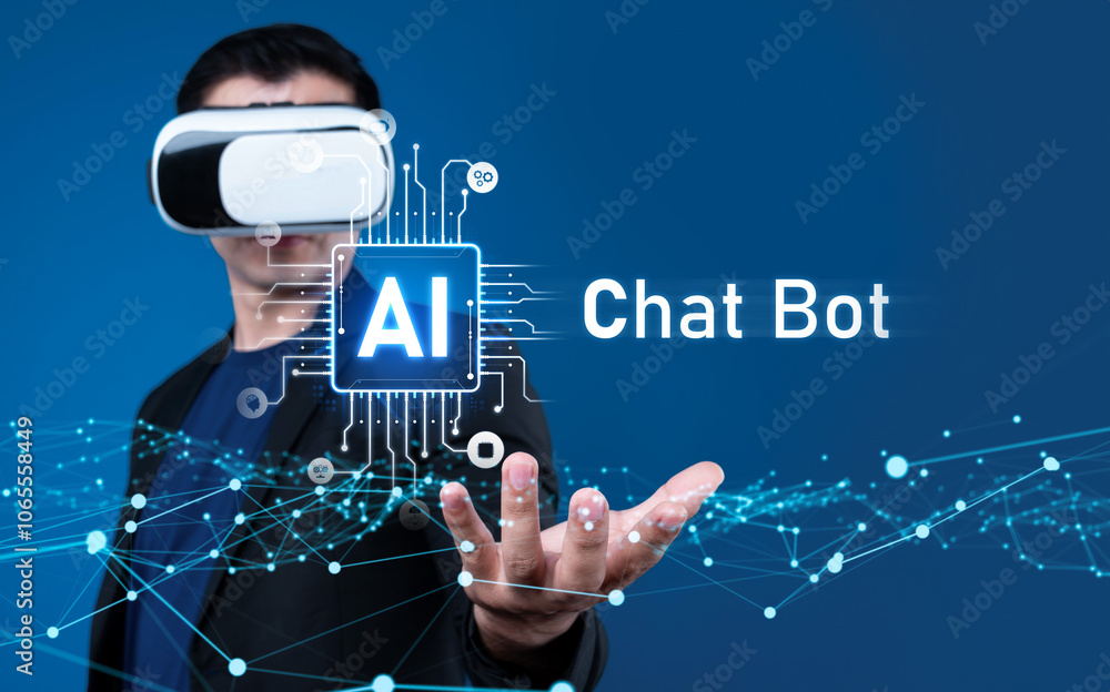 Human interact with AI artificial intelligence virtual assistant ...