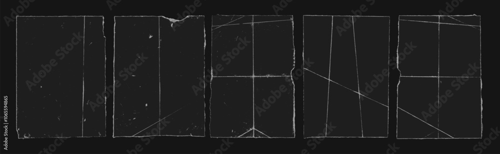 Folded paper overlay templates collection. Hand drawn overlay texture ...