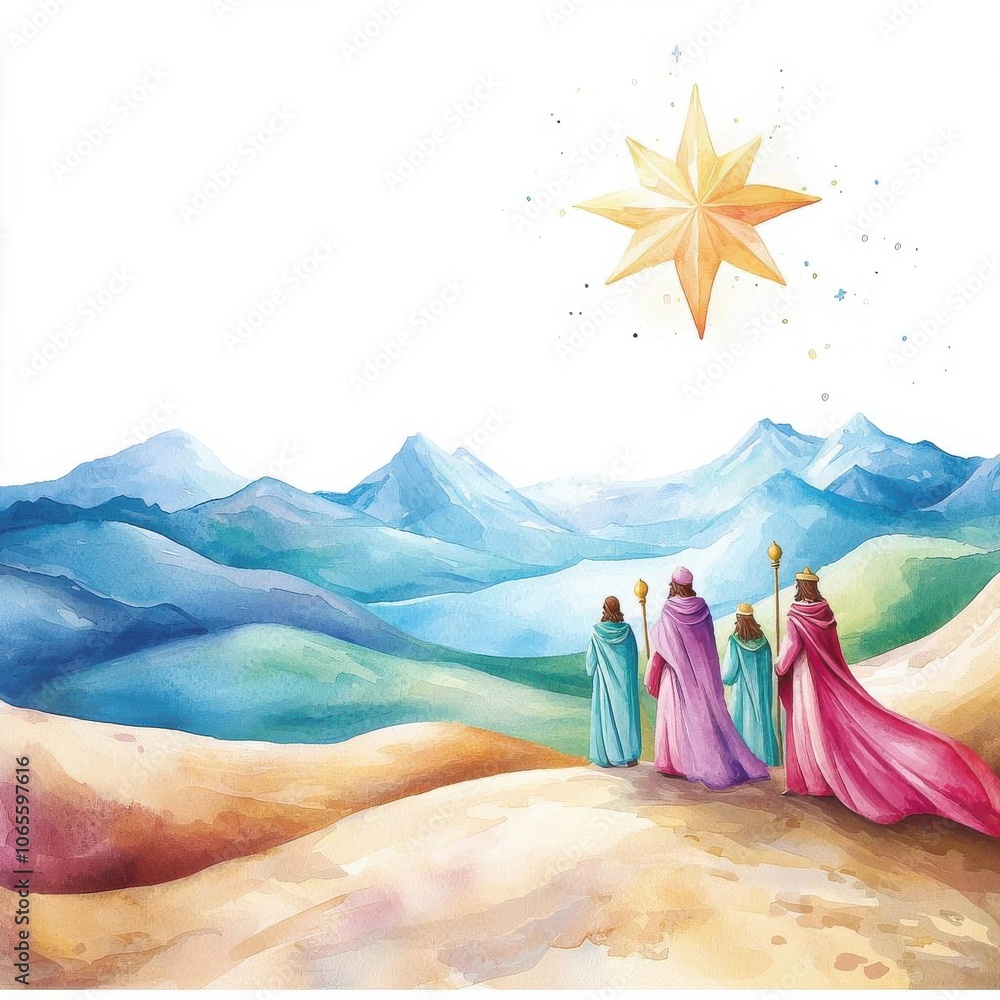 The Holy Star guiding the Wise Men clipart, biblical Christmas symbol ...