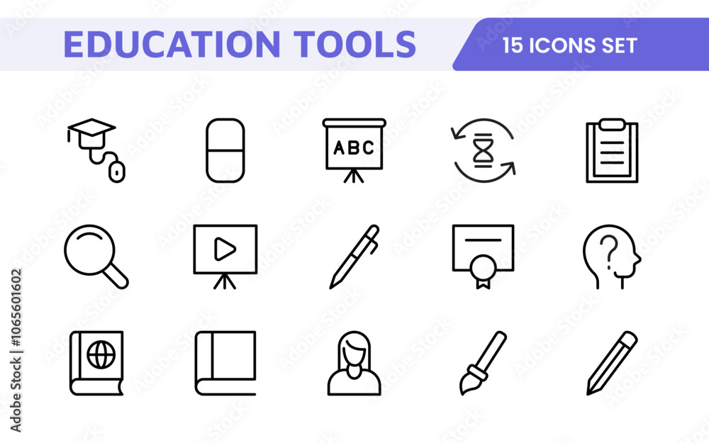 Education Tools Icon Set. Engaging and versatile icons for learning ...
