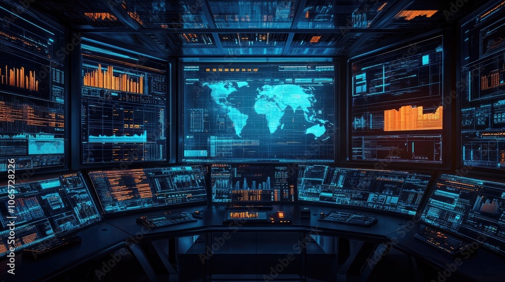 Explore the future of technology through advanced data visualization interfaces Stock Photo ...