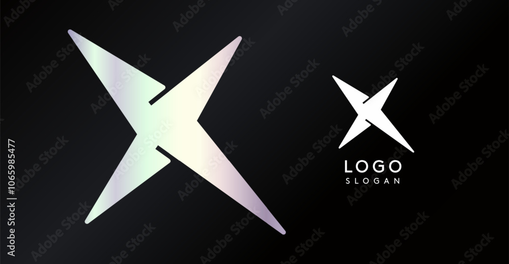 Geometric triangular X letter, funky dynamic logo, modern comic cartoon ...