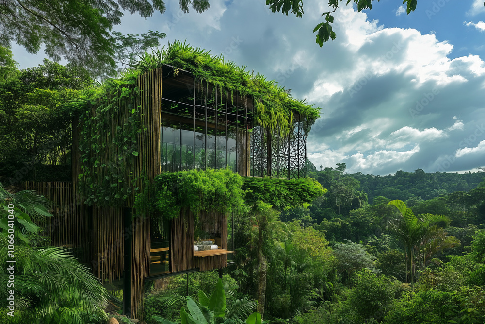 Amazonian Jungle Maloca with Biophilic Green Wall Exoskeleton – Nature ...