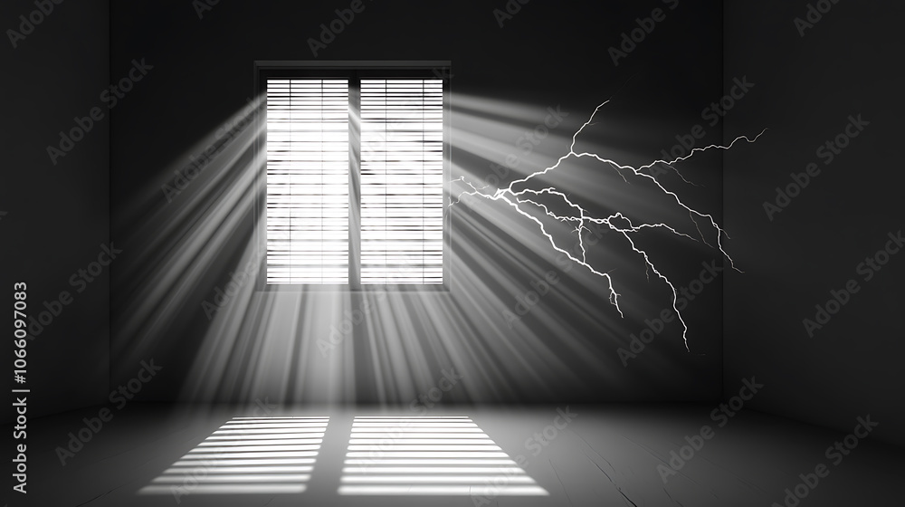 Authentic wall featuring a gobo shadow, Shadows cast by the window ...