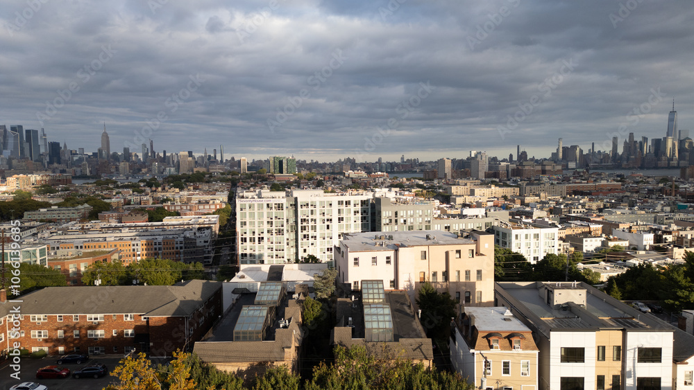 Nighttime views of Jersey City with the dazzling New York City skyline ...