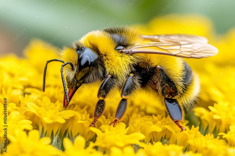 Field of native plants with bees collecting nectar, capturing the vital ...
