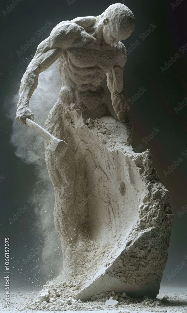 Personal mastery: human sculpture emerging from stone, illustrating ...