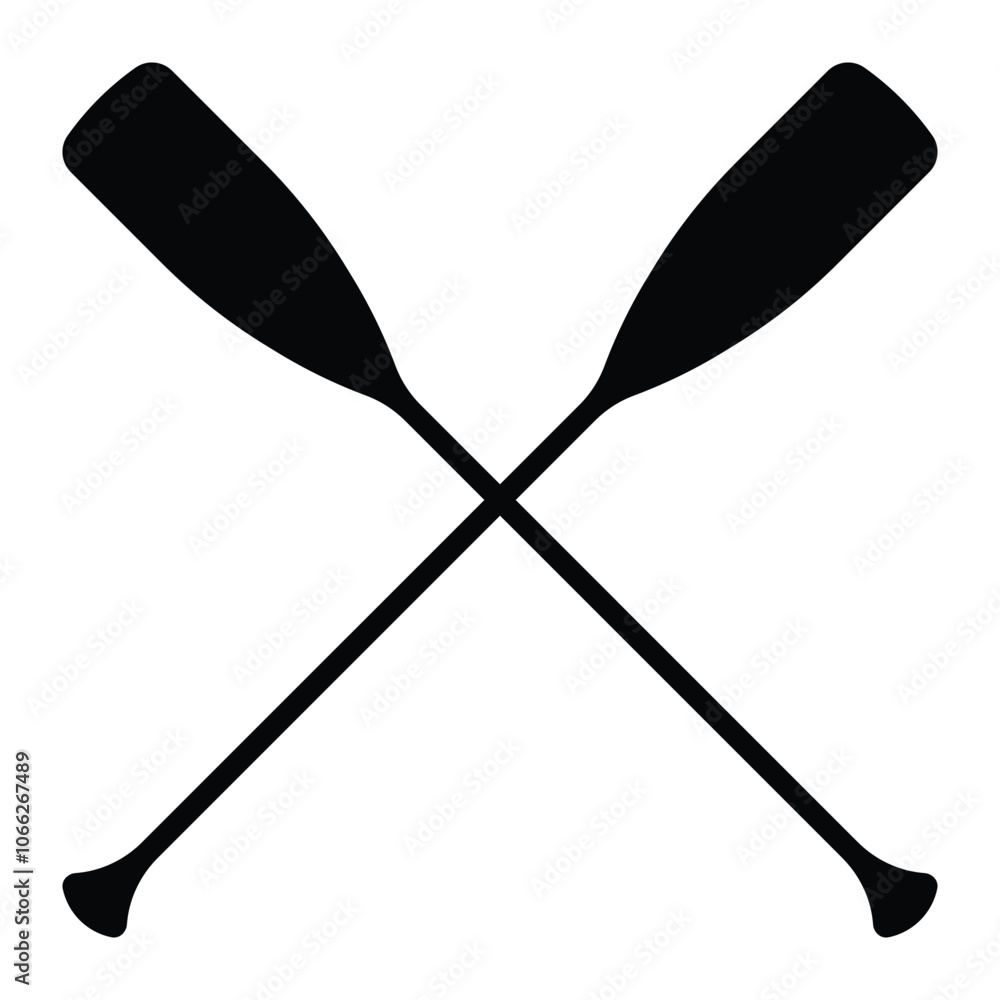 Two crossed oars vector icon. Two black Kayak or canoe paddle ...