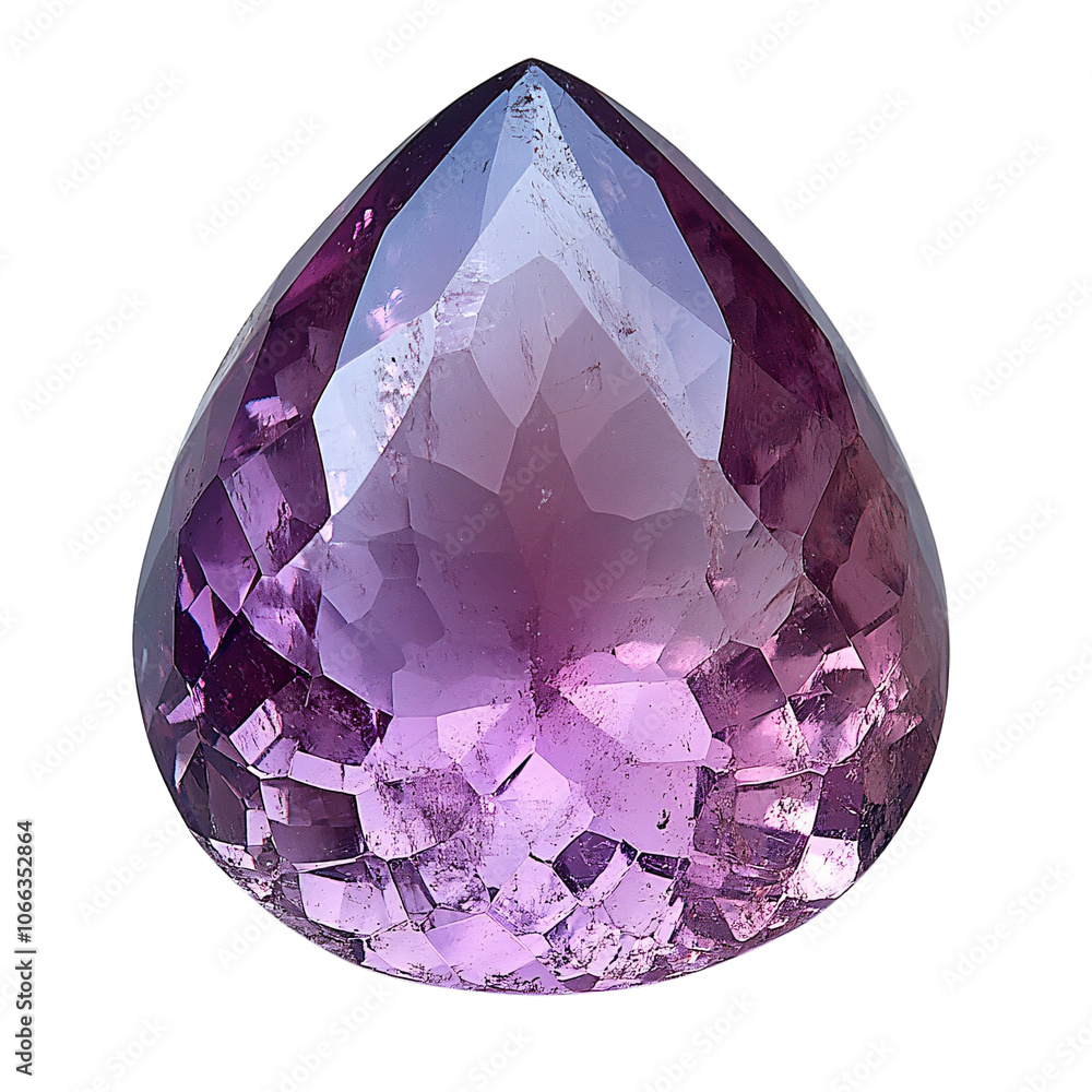 Vibrant, faceted purple gemstone in a teardrop shape, exhibiting depth ...