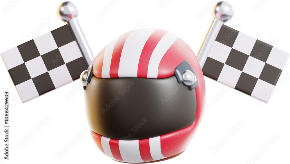 3D Racing Helmet with Checkered Flags Icon for Motorsport, Speed, and ...