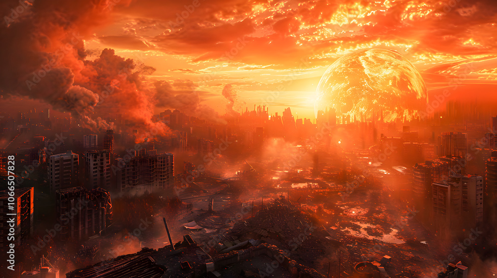 End of the world. Apocalypse 3D. Extinction-level event. Dystopian and ...