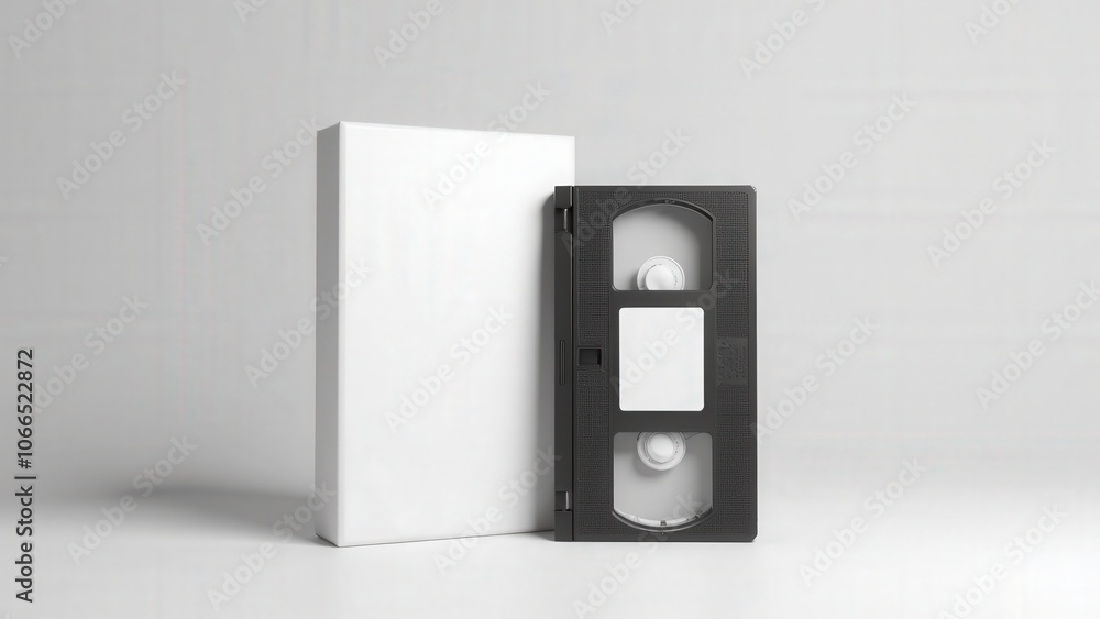 Clean VHS mockup psd featuring a blank VHS cassette and case on a light ...