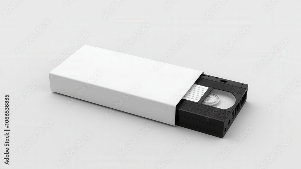 Realistic his res VHS box mockups featuring a blank sleeve and label ...