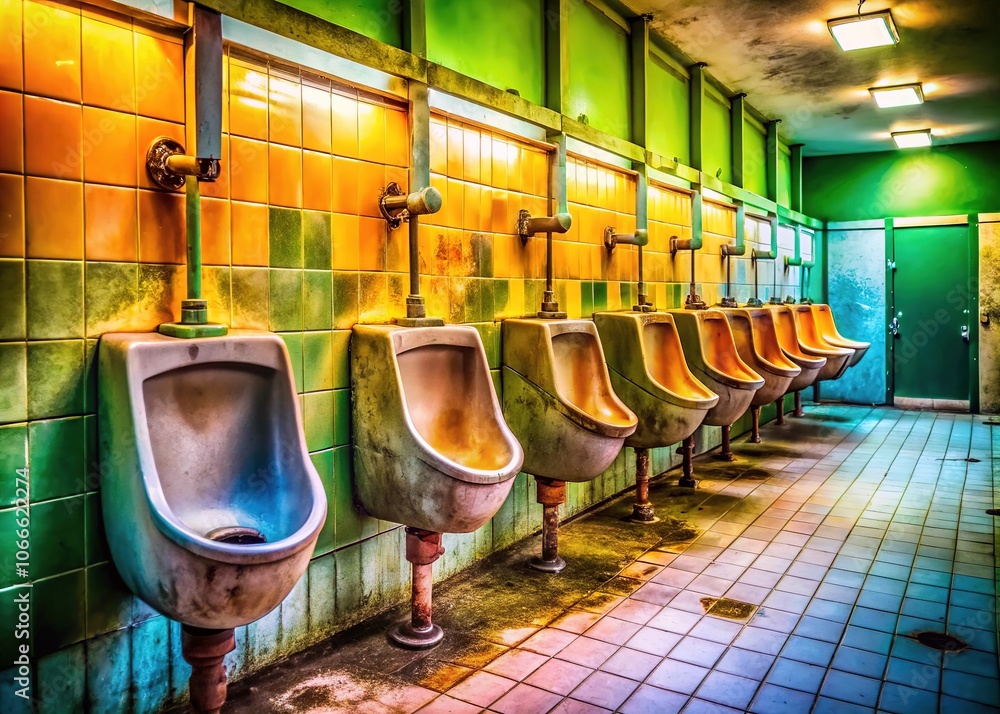 Here are four 25-word rewrites of "Dirty Public Washroom Urinal Basin ...