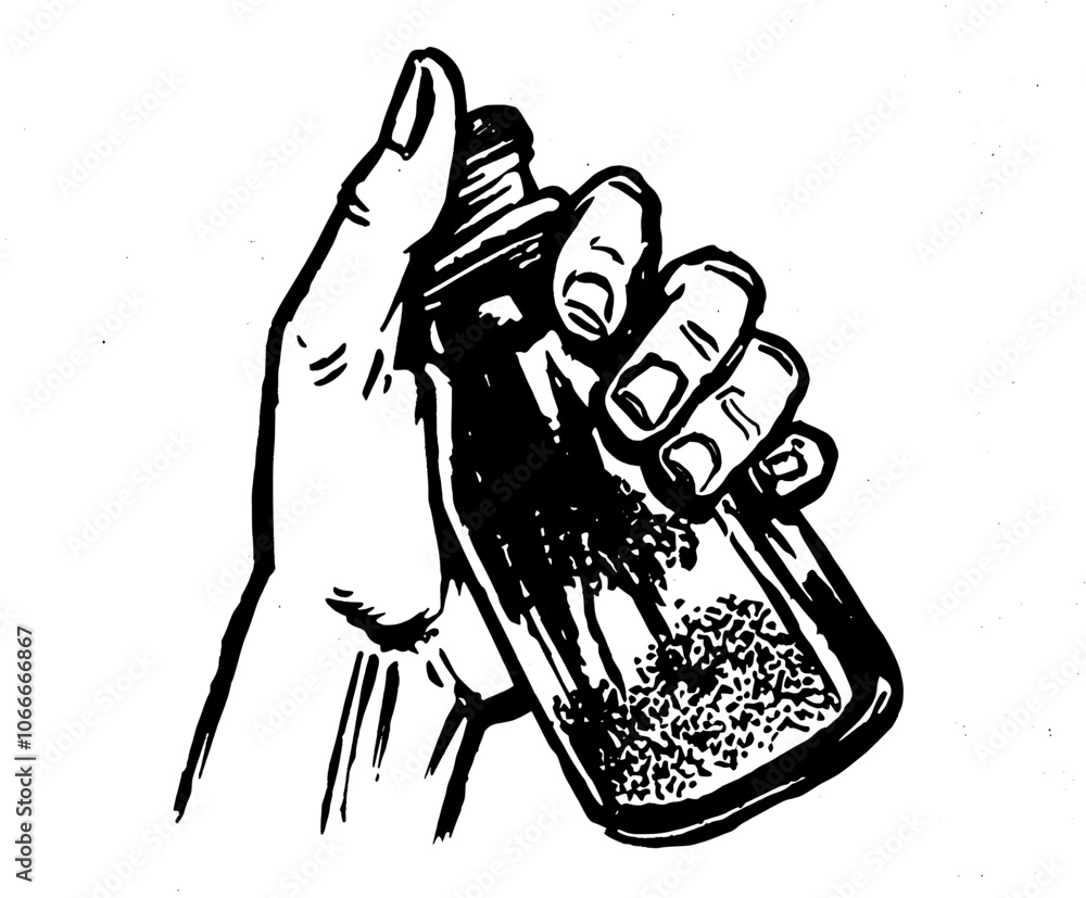 Symbol of salting food, hand gesture for salting food line art, hand ...