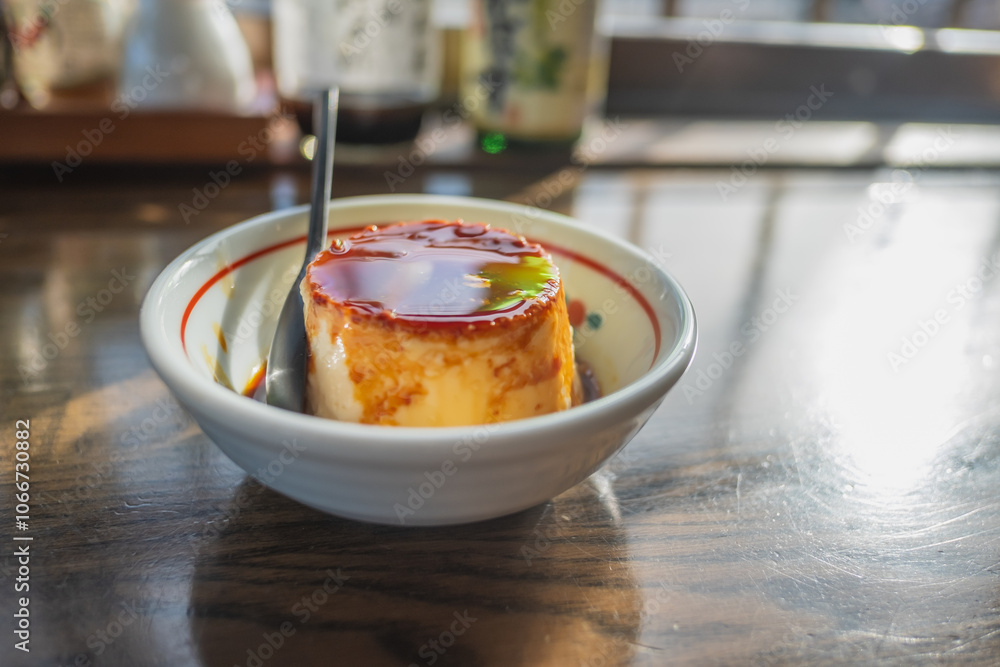 Fotografie Jigoku-mushi Pudding, homade japanese pudding, hell ...