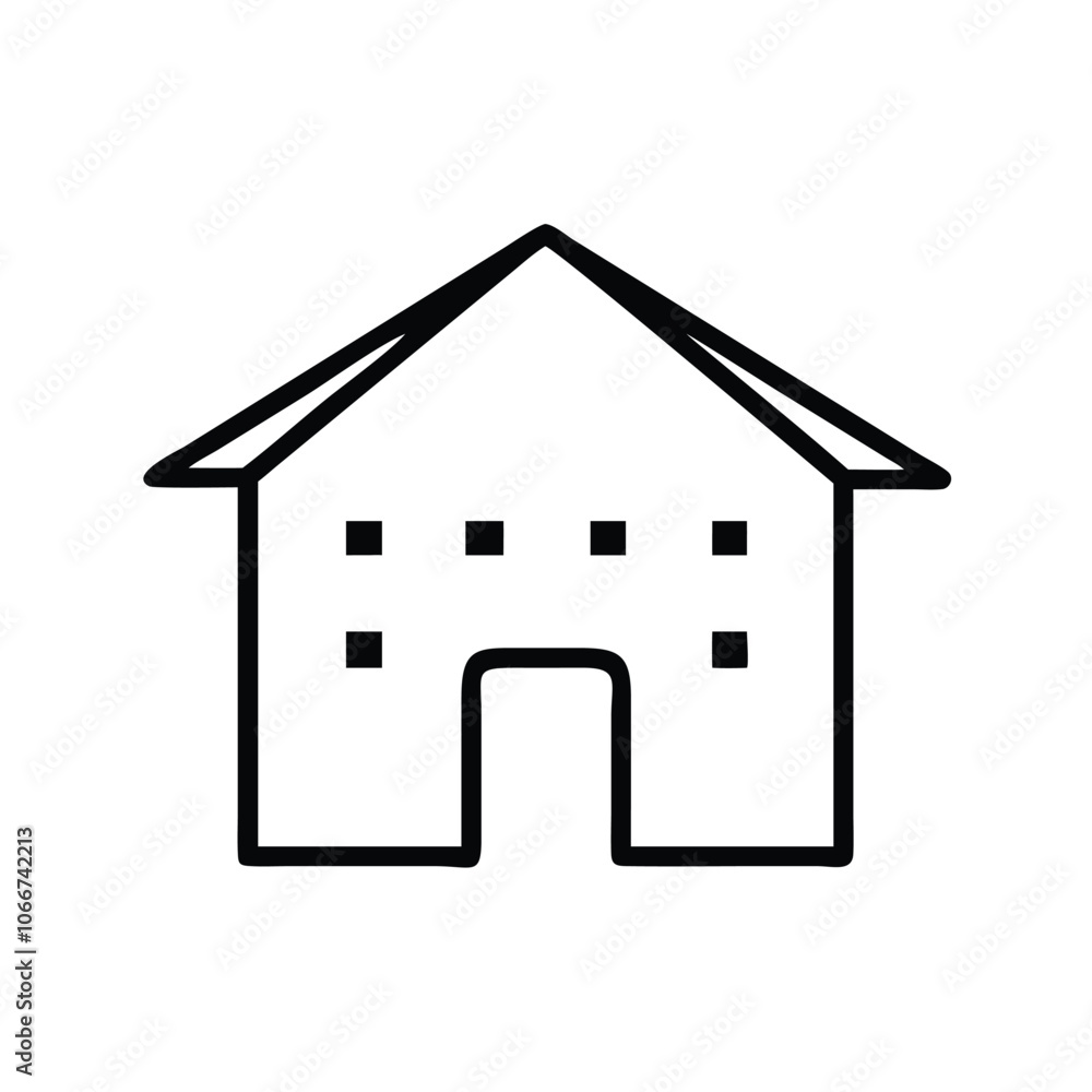 Simple House Outline Icon in Black, Minimalist black outline of a house ...