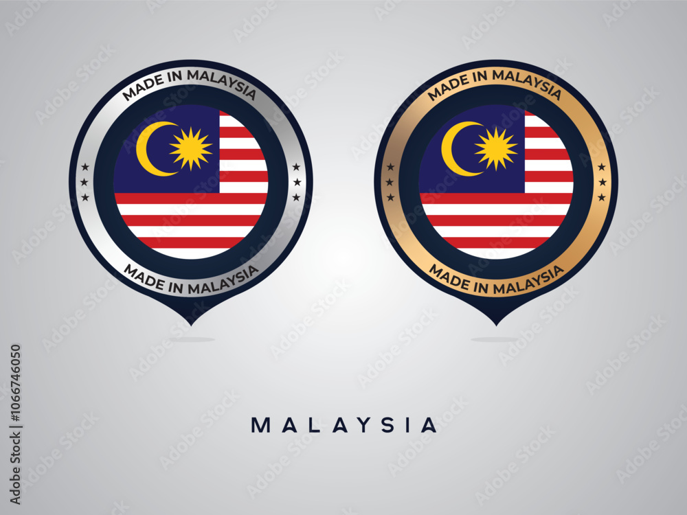 Made in Malaysia. labels, stickers, pointer, badge and symbol of ...