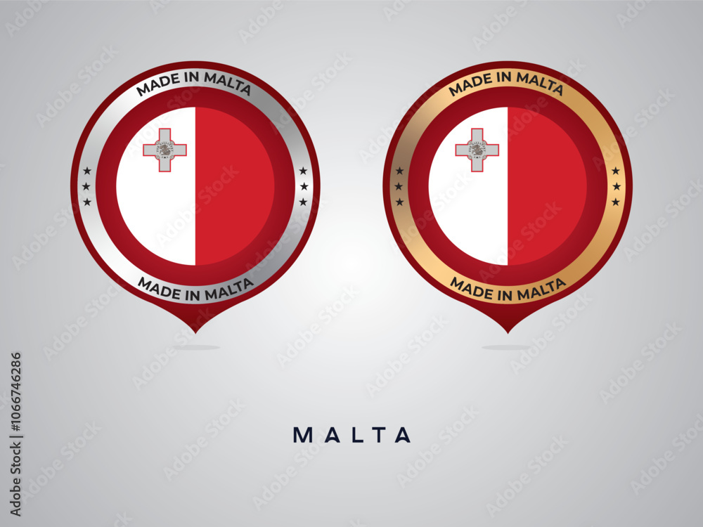 Made in Malta. labels, stickers, pointer, badge and symbol of Malta ...
