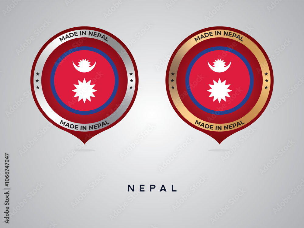 Made in Nepal. labels, stickers, pointer, badge and symbol of Nepal ...