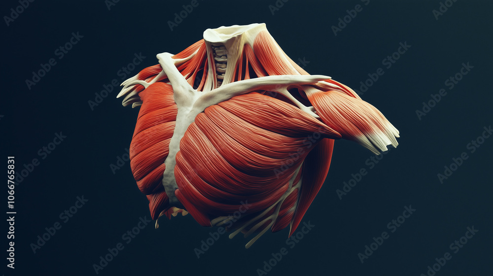 Chest muscles with pectoralis major and minor visible Stock ...