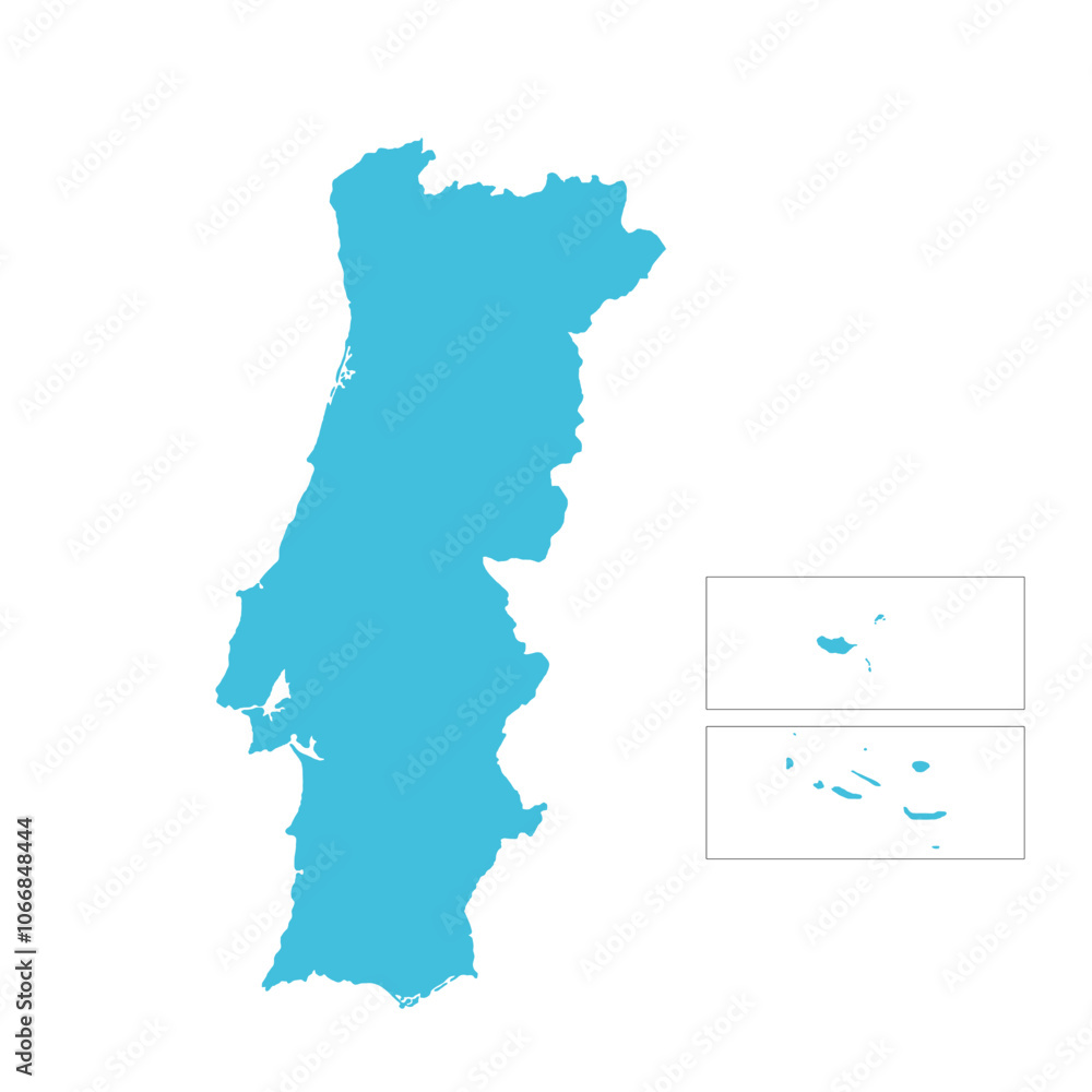 Map of Portugal, sign silhouette. World Map Globe. Vector Illustration ...