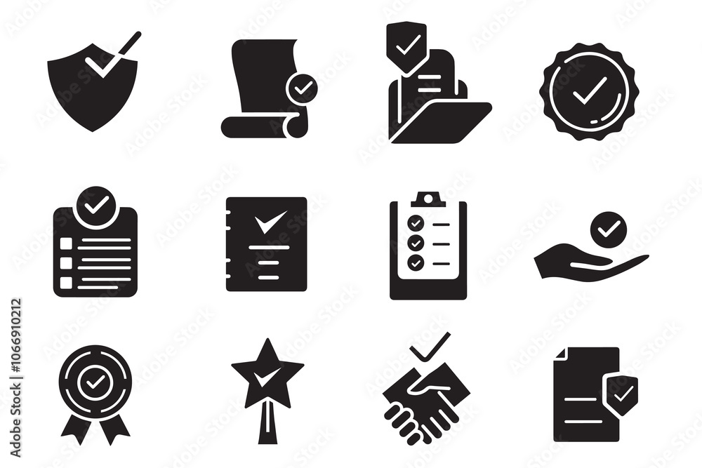 Verified checkmark guarantee icon set. Vector illustration of trust ...
