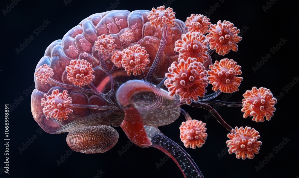 3D model of the hypothalamus in the brain, showing its connection to ...